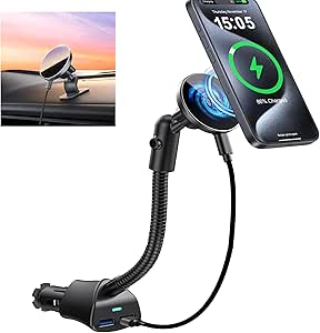 Amazon.com: Mag-Safe 15W Car Mount Cigarette Lighter Wireless Phone ...