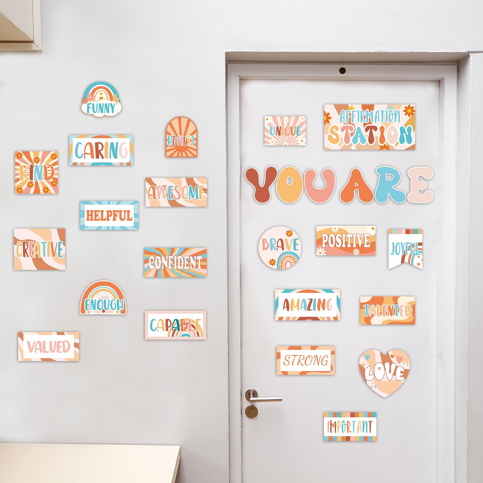 Snapklik.com : Groovy Affirmation Station Bulletin Board Set Classroom ...