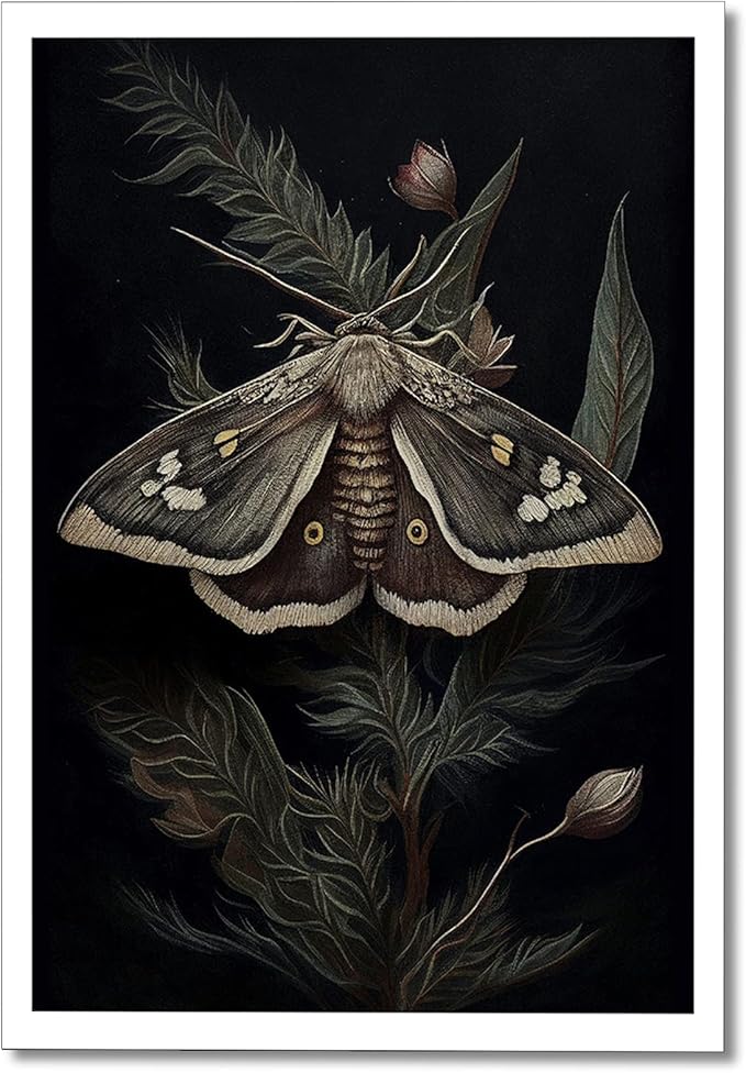 Amazon.com: XMQQLL Dark Academia Insect Moth Poster for Room Goblincore ...
