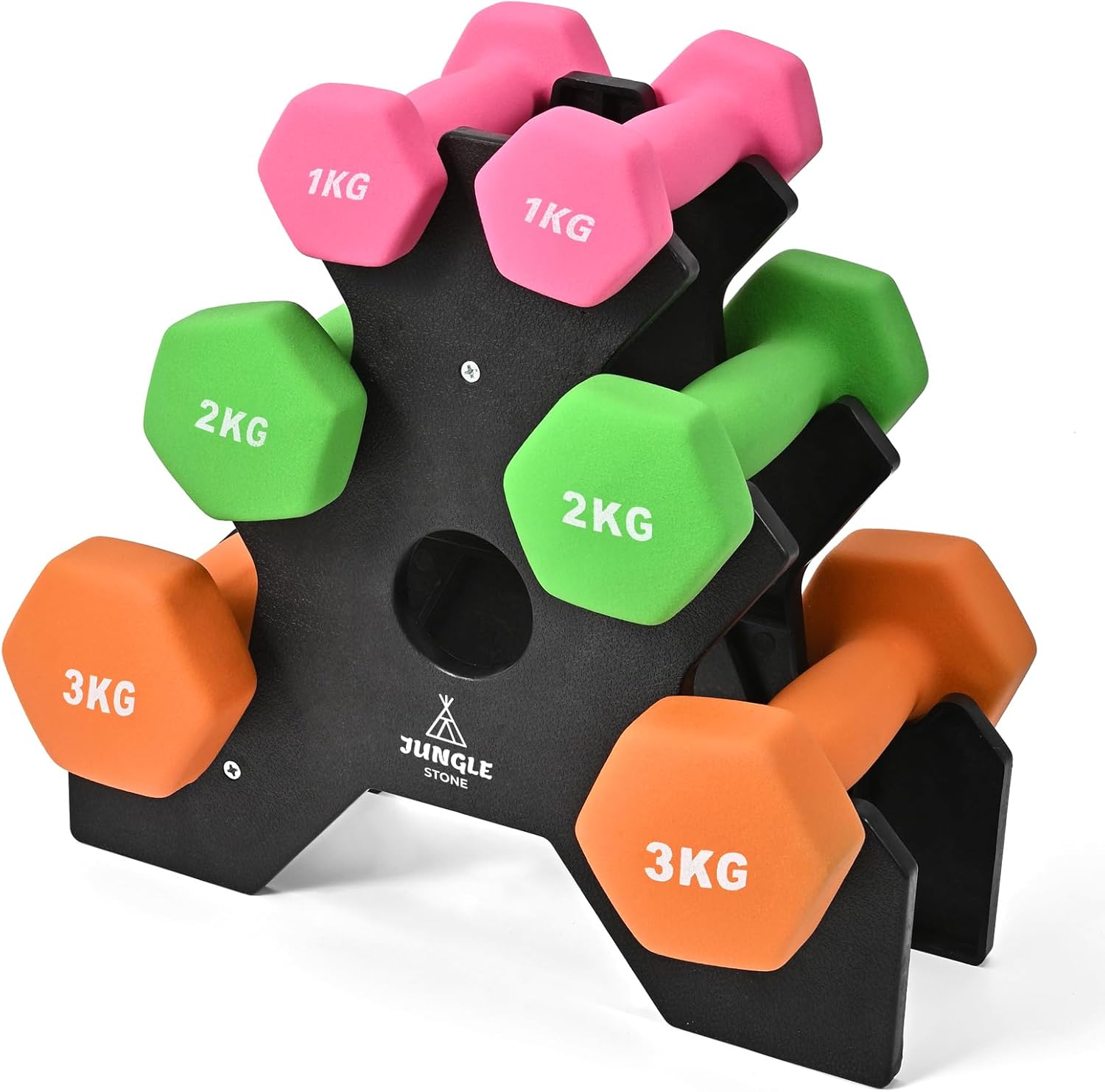 JUNGLE STONE Neoprene Dumbbells Set with Stand, Hand Weights for Women ...