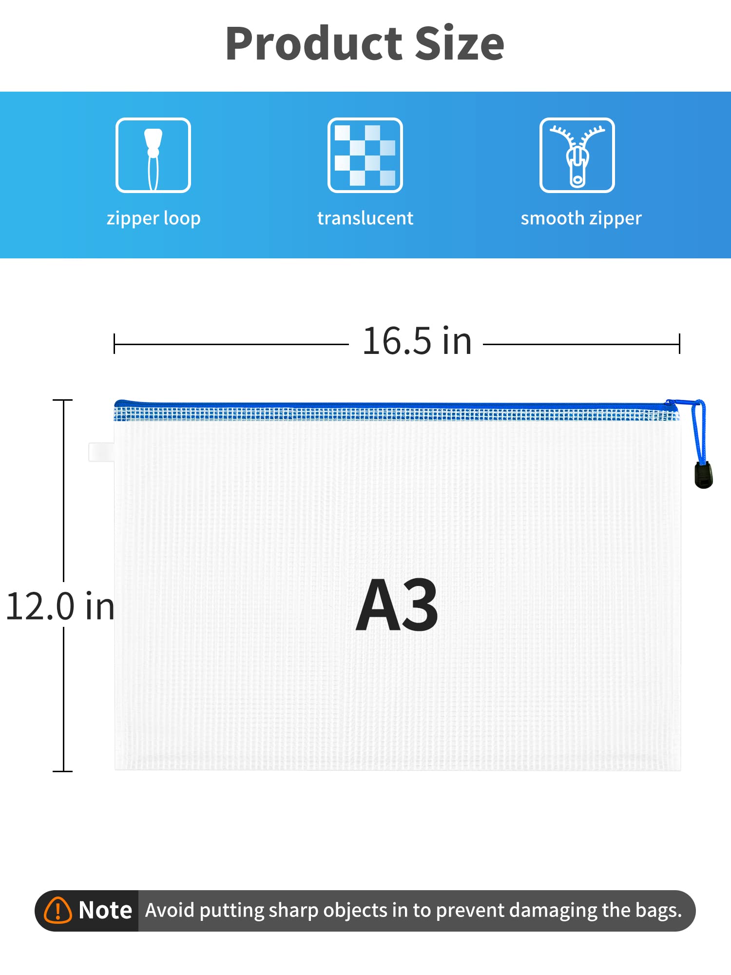 JARLINK 10 Pcs A3 Mesh Zipper Document Pouch, 10 Colors, Waterproof ...