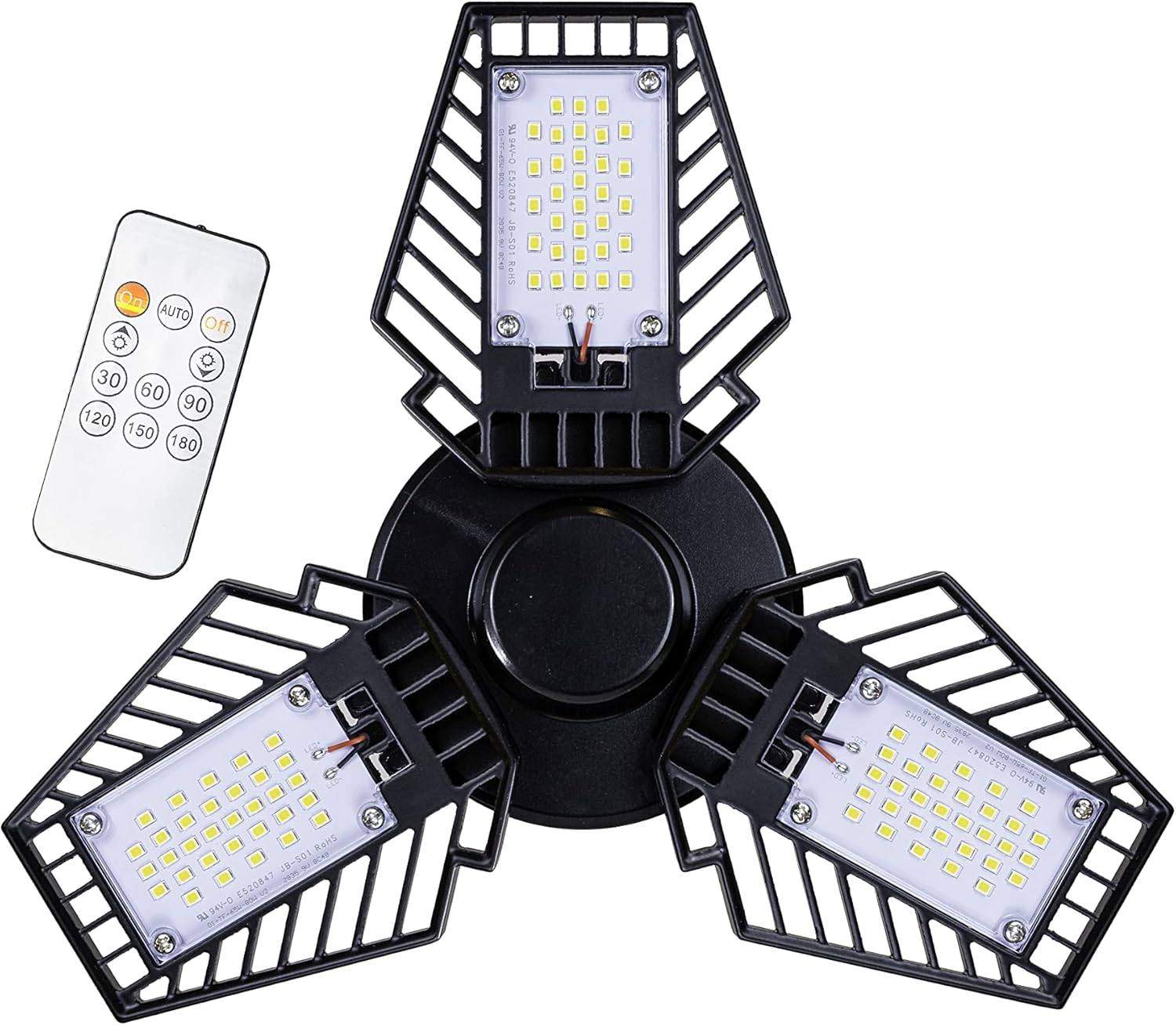 Pinegreen Lighting 3-Panel Garage Light, 65W LED Shop Light with Remote ...