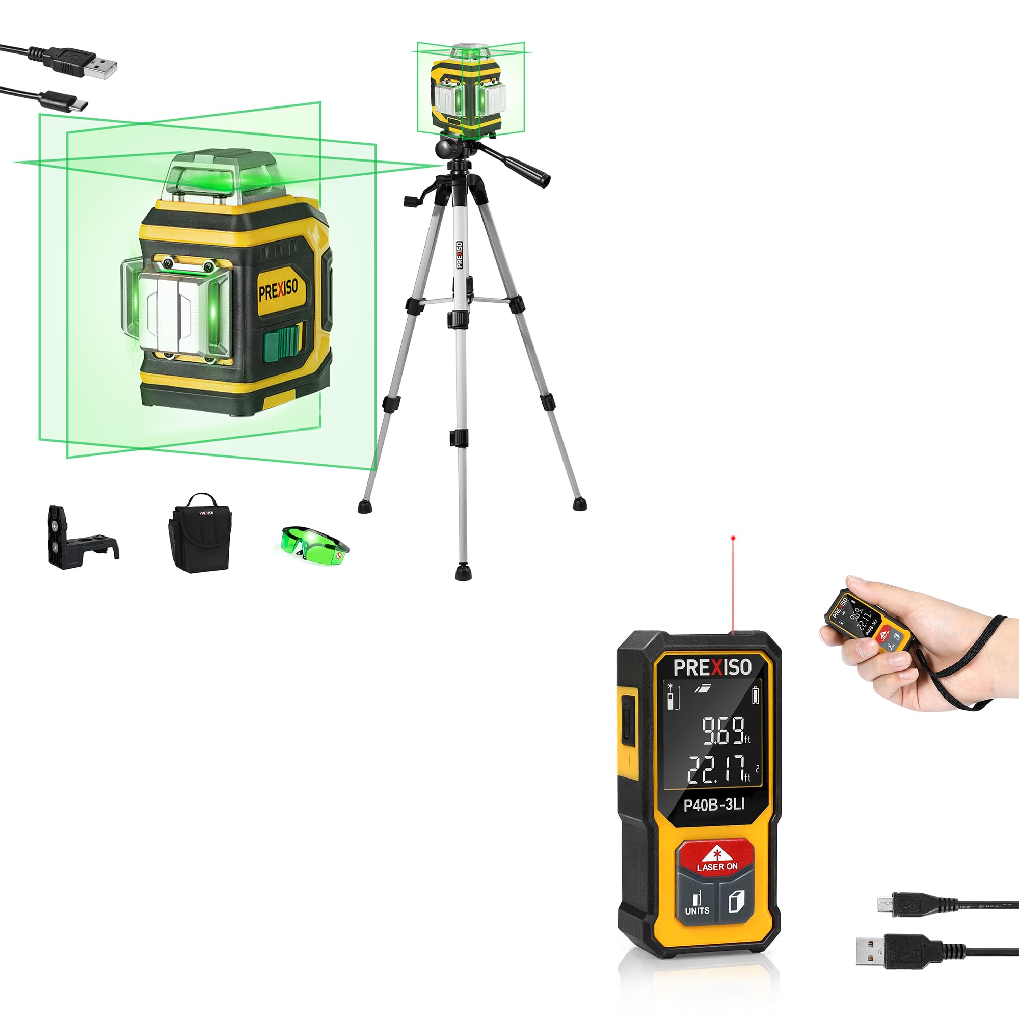 PREXISO 135Ft Rechargeable Mini Laser Measurement Tool & PREXISO Laser ...