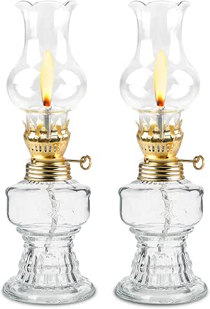 Glass Petroleum Lamp for Indoor Use, Pack of 2 Oil Lamps Made of Glass ...