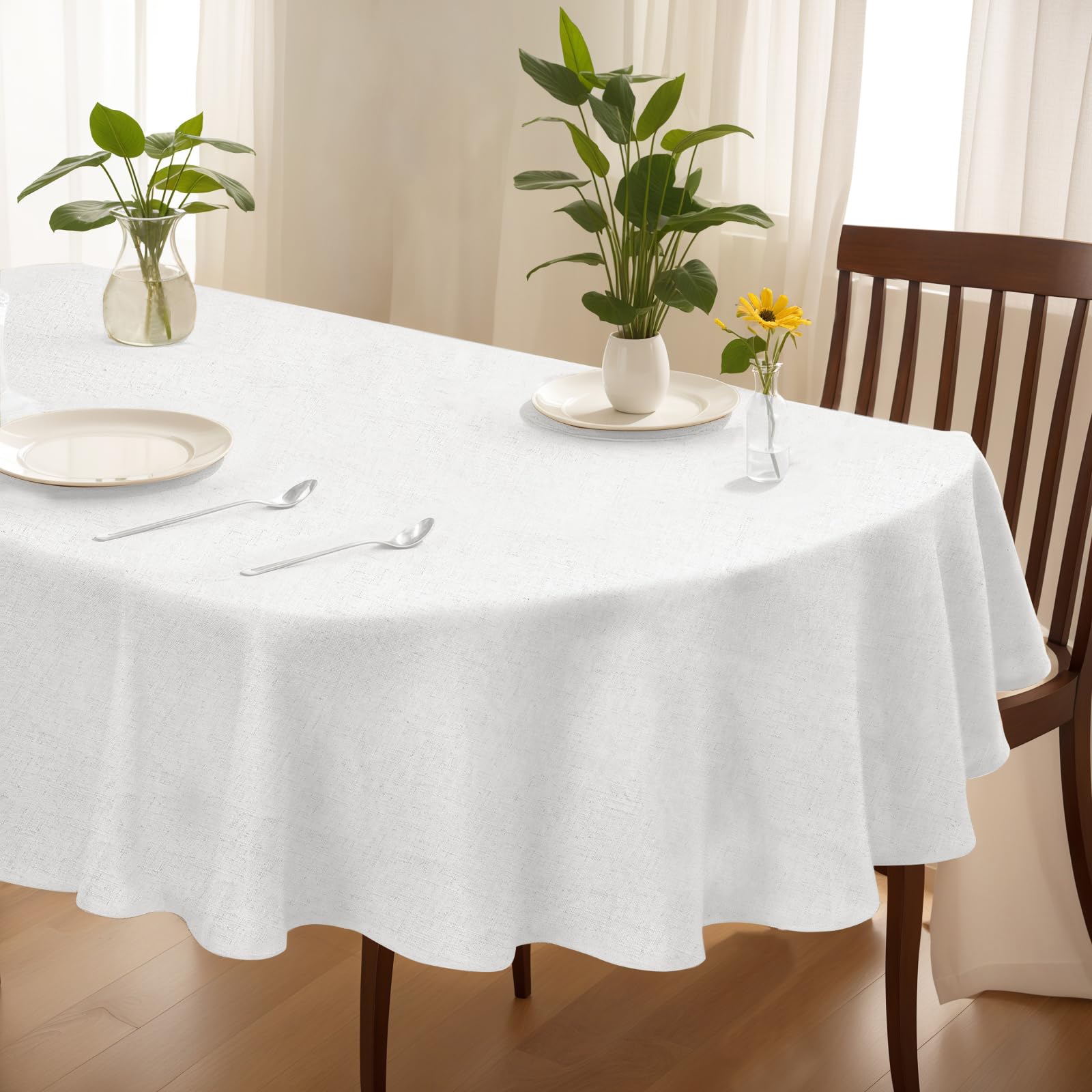 Amazon.com: AEHISDHIE Tablecloth ， White Textured Tablecloth， Oval ...