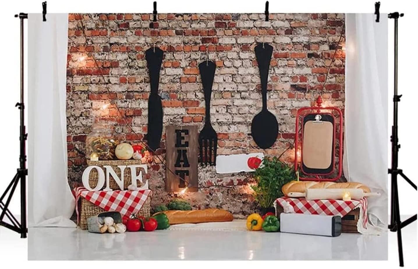 Amazon.com : Chef Cutlery 1st Birthday Party Backdrop Bread Children ...