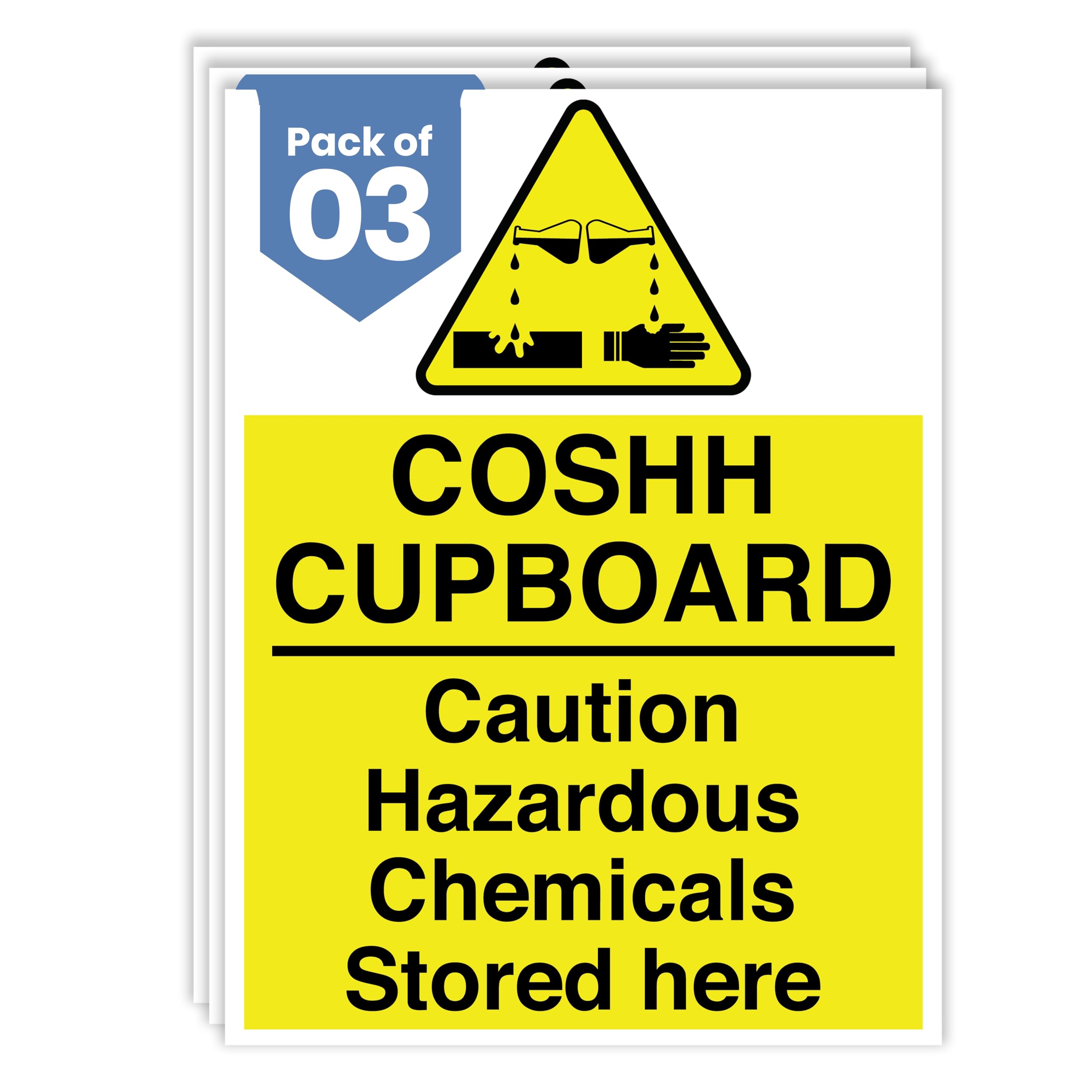 Dam Words 3 x Coshh Sign, Safety First | 20 cm x 15 cm COSHH Cupboard ...