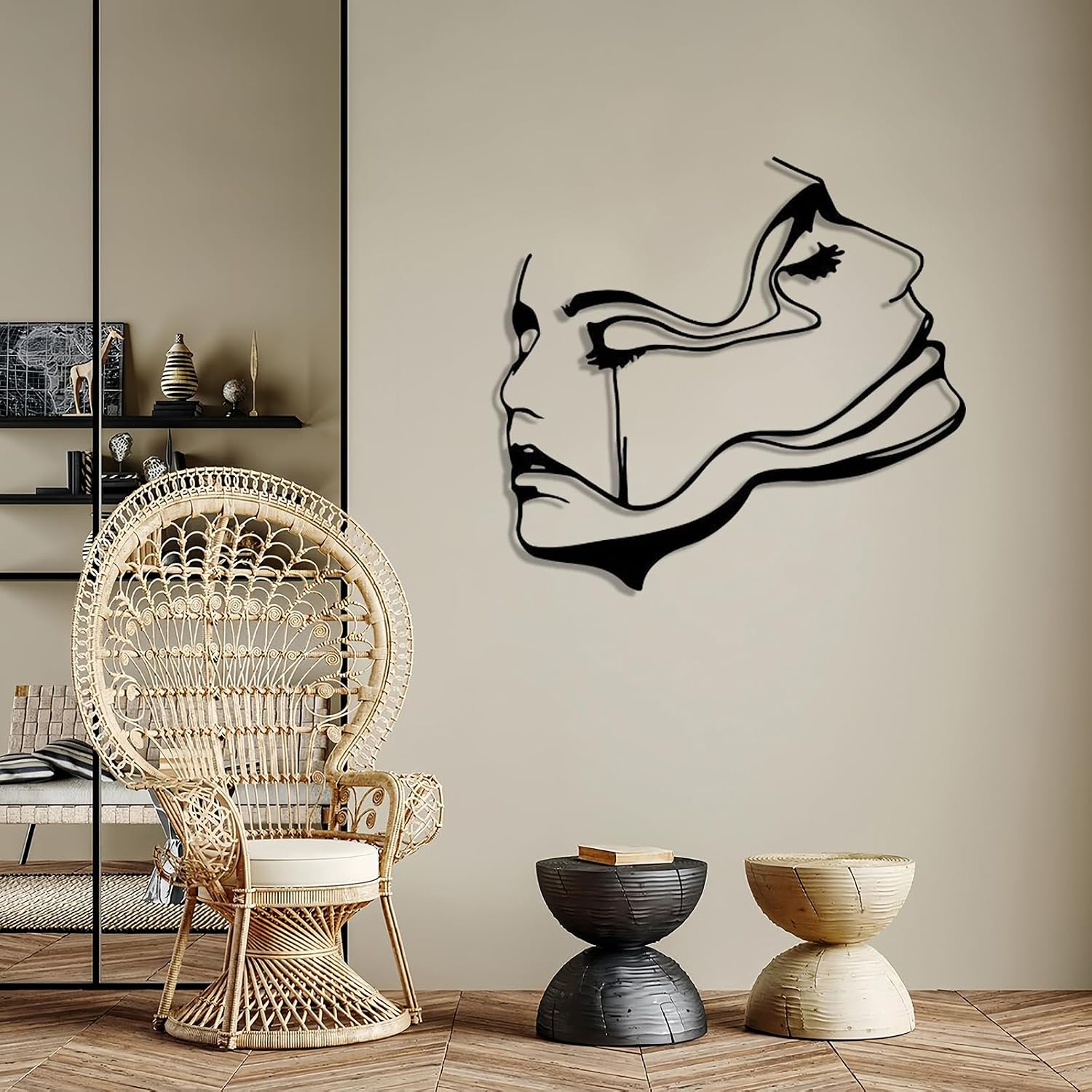 Amazon.com: Minimalist 2 Faces Line Art, Couple Face Wall Art, Metal ...