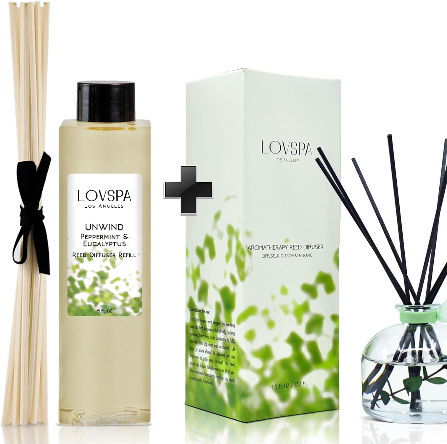 Amazon.com: LOVSPA Unwind Peppermint & Eucalyptus Reed Diffuser Refill ...
