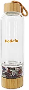 Amazon.com: Bodela Glass Water Bottle - Semi-Precious Stones for ...