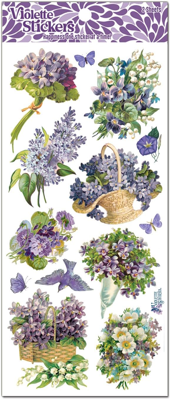 Amazon.com: Violette Stickers Purple Flowers : Arts, Crafts & Sewing