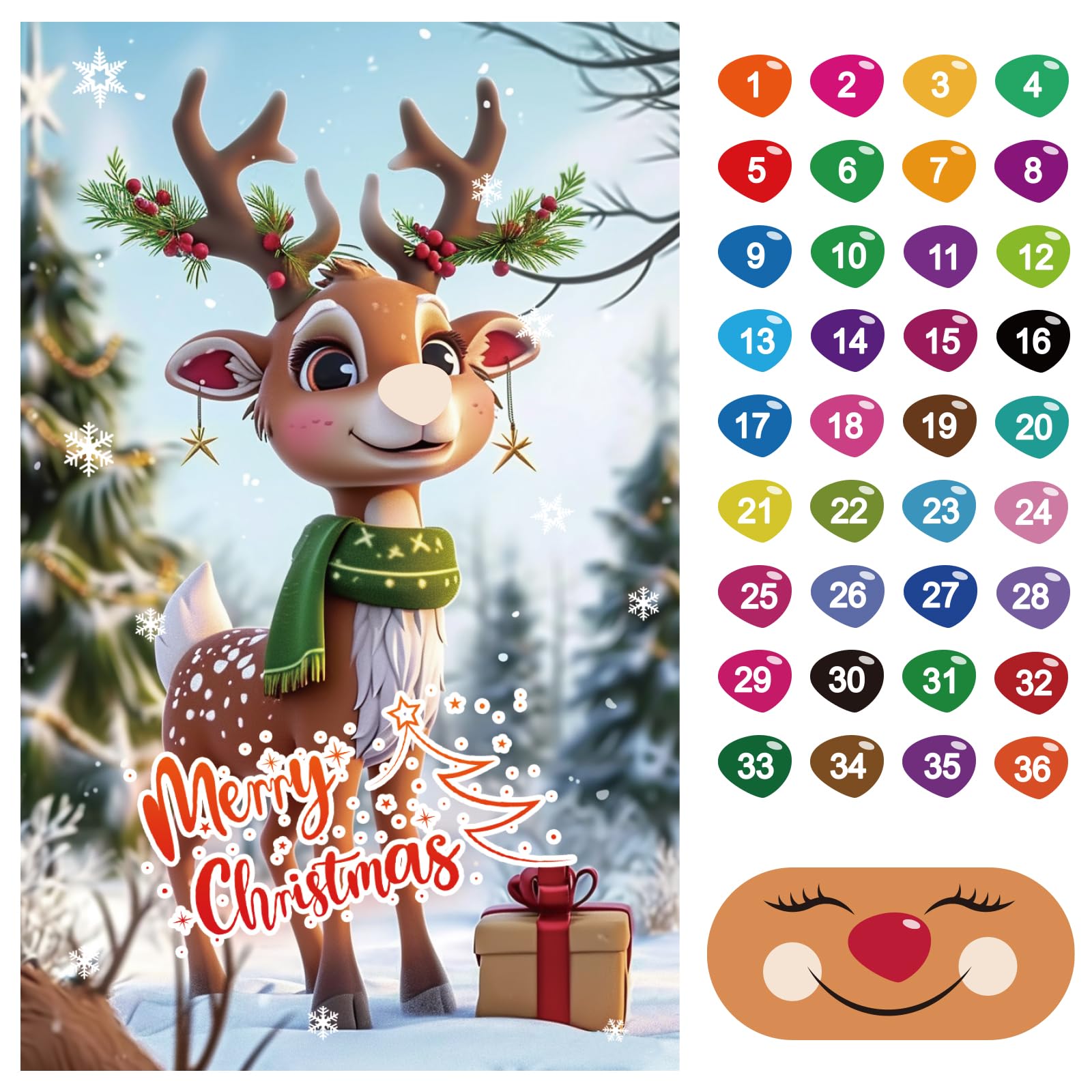 Snapklik.com : JOFONY Christmas Series Pin The Nose On The Reindeer