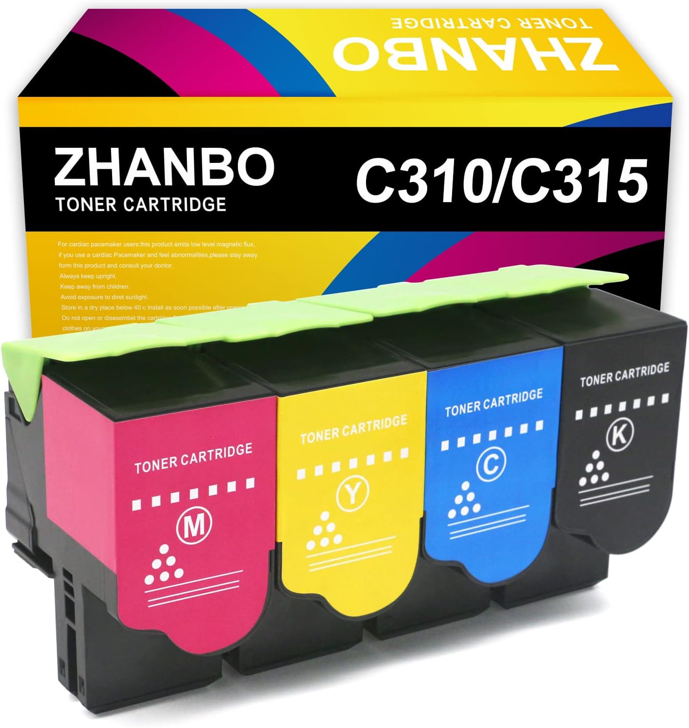 ZHANBO Remanufactured C315 C310 Toner Cartridge Black Cyan Magenta ...
