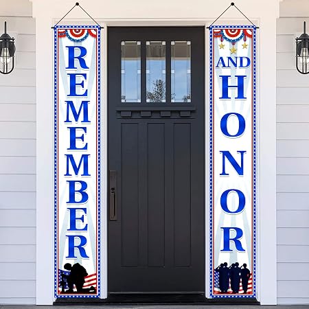 Amazon.com: Memorial Day Party Backdrop Banner, Remember and Honor ...