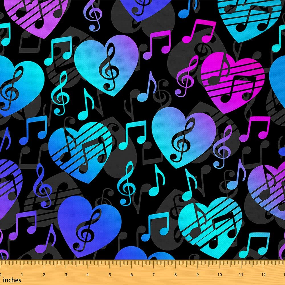 Amazon.com: Erosebridal Music Note Fabric by The Yard Love Heart ...