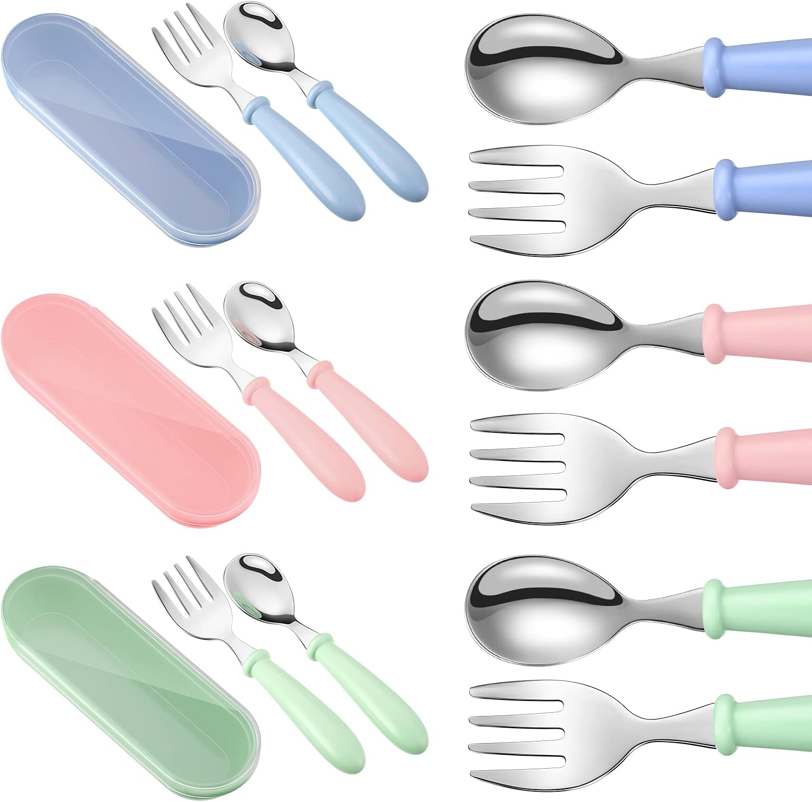 Amazon.com: 9 Pieces Toddler Utensils Stainless Steel Fork and Spoon ...