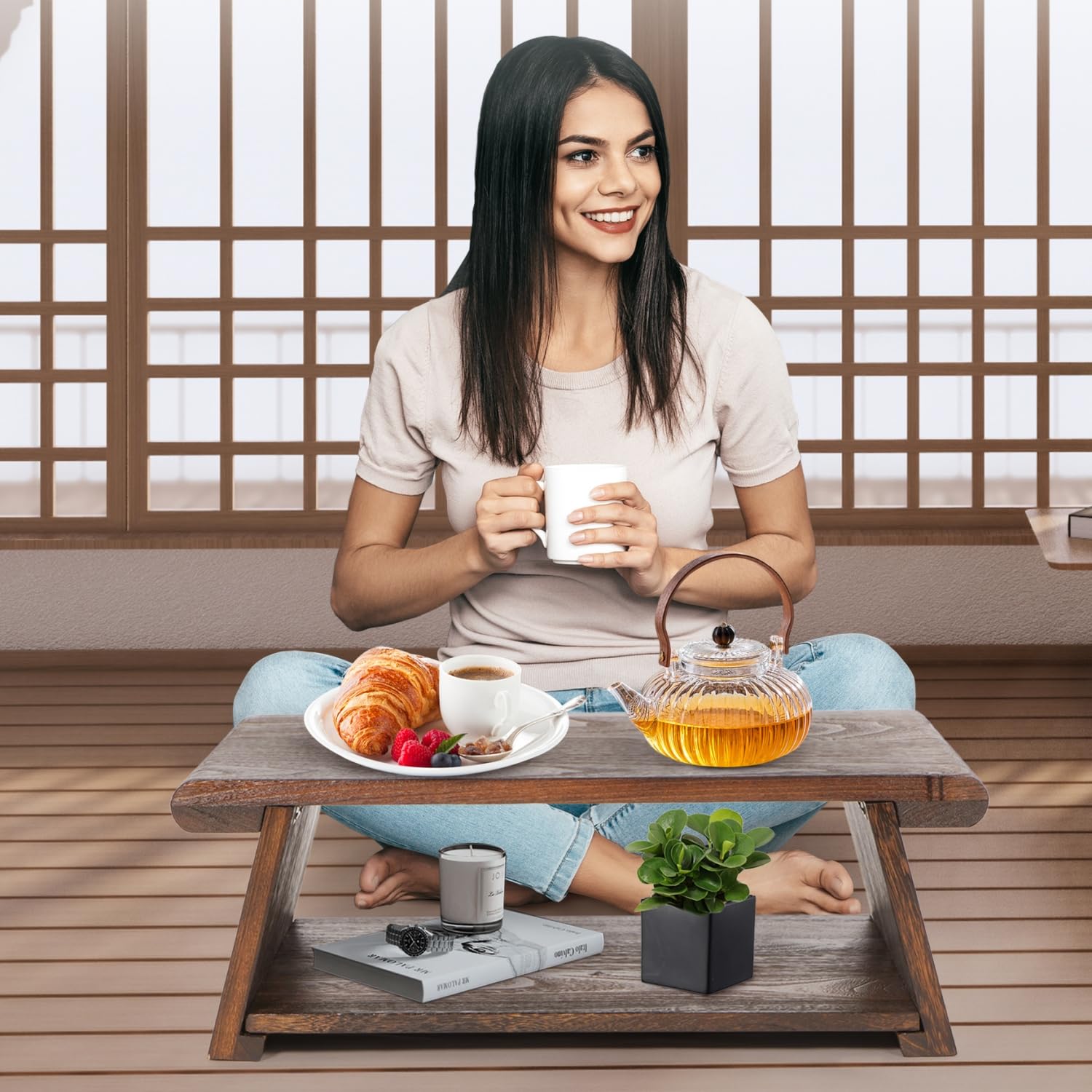 Amazon.com: lukar Japanese Floor Table,Meditation Table,Foldable Altar ...