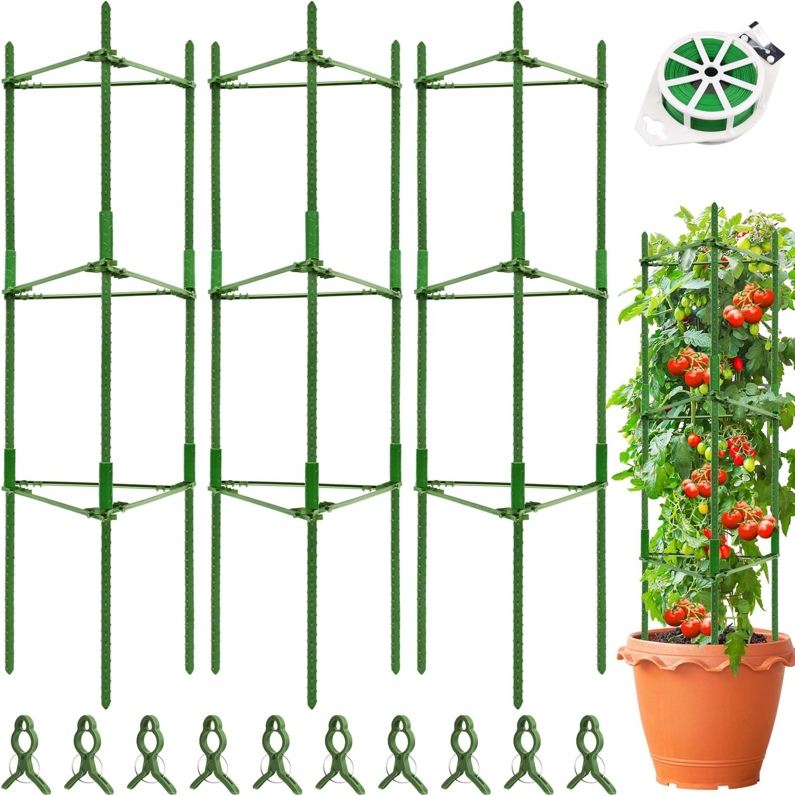 Amazon.com : 2Pack 63Inch Tomato Cage Plant Support Cages for Tomato ...