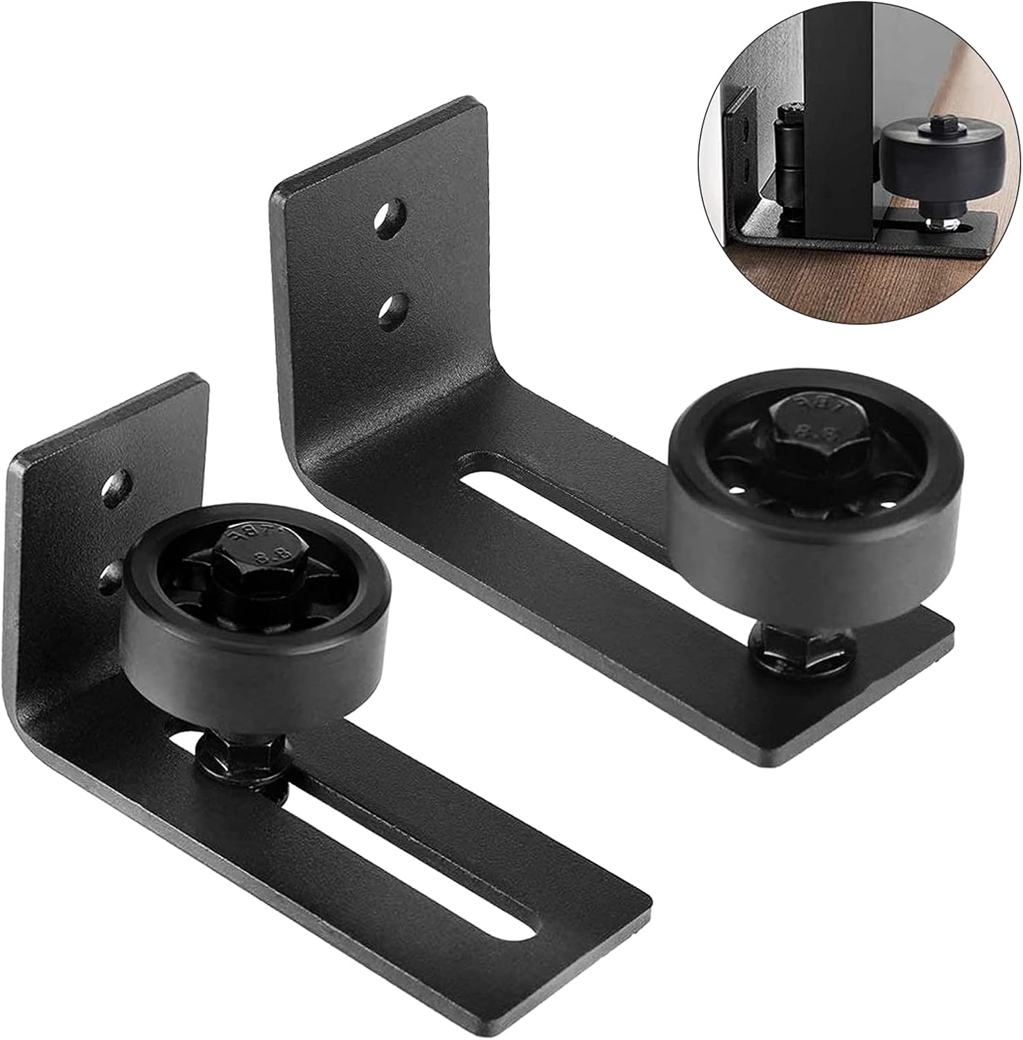 JOLIGAEA 2 pcs Barn Door Floor Guide, Wall Mounted Stay Roller Guides ...