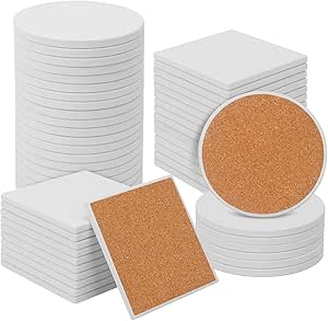 Amazon.com: Geytetqi 50 PCS 4 Inch Round and Square Ceramic Coasters ...