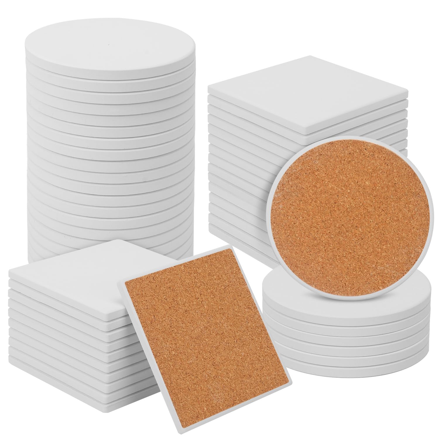 Amazon.com: Geytetqi 50 PCS 4 Inch Round and Square Ceramic Coasters ...