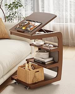 Amazon.com: AQIMUELE Rolling Side Table, C Shaped End Table, C Table ...