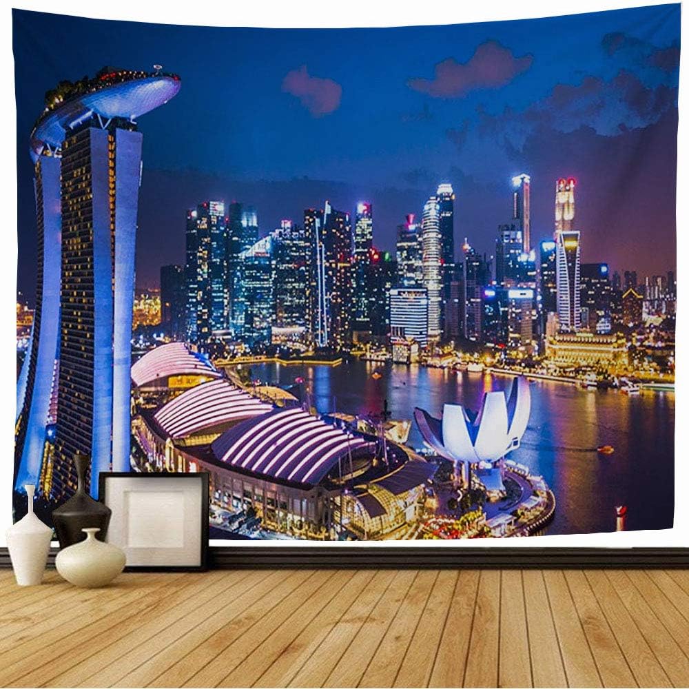 Amazon.com: Tapestry Wall Hanging Skyscraper Aerial Architecture View ...