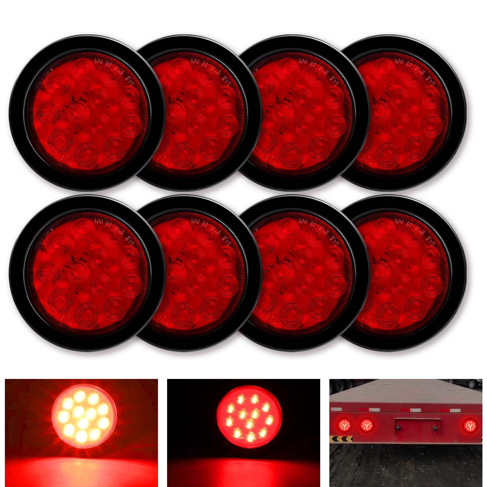 Amazon.com: CZJCGD 8 Pcs 4 Inch Round Red Led Trailer Tail Lights, 12 ...