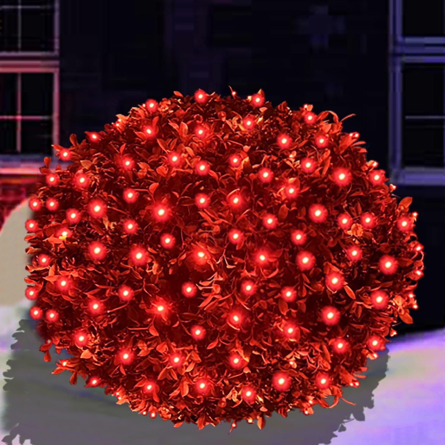 HISHINY LED Red Christmas Net Lights Outdoor,5ftx5ft 100LED Green Wire ...