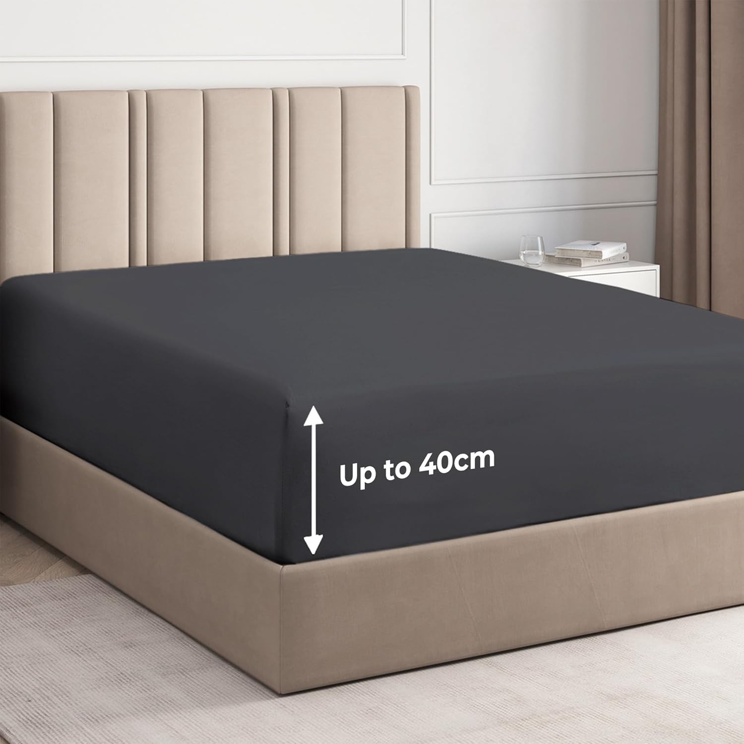 King Fitted Bed Sheet - Luxury Deep Pocket Single Fitted Sheet - Fits ...