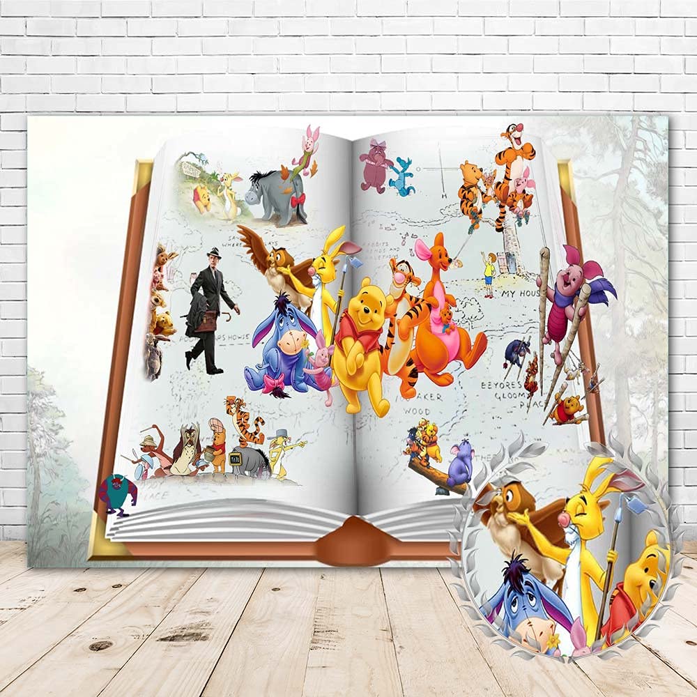 Buy Winnie The Pooh Story Book Baby Shower Backdrop7x5 Hundred Acre ...