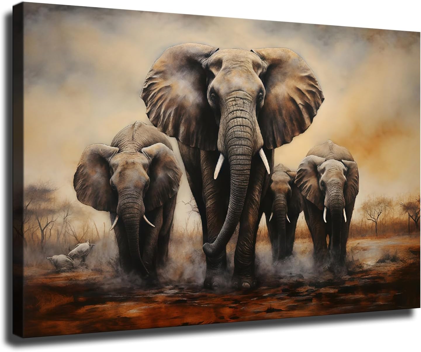 Amazon.com: African Elephant Family Wall Art, Flock of Elephant Framed ...