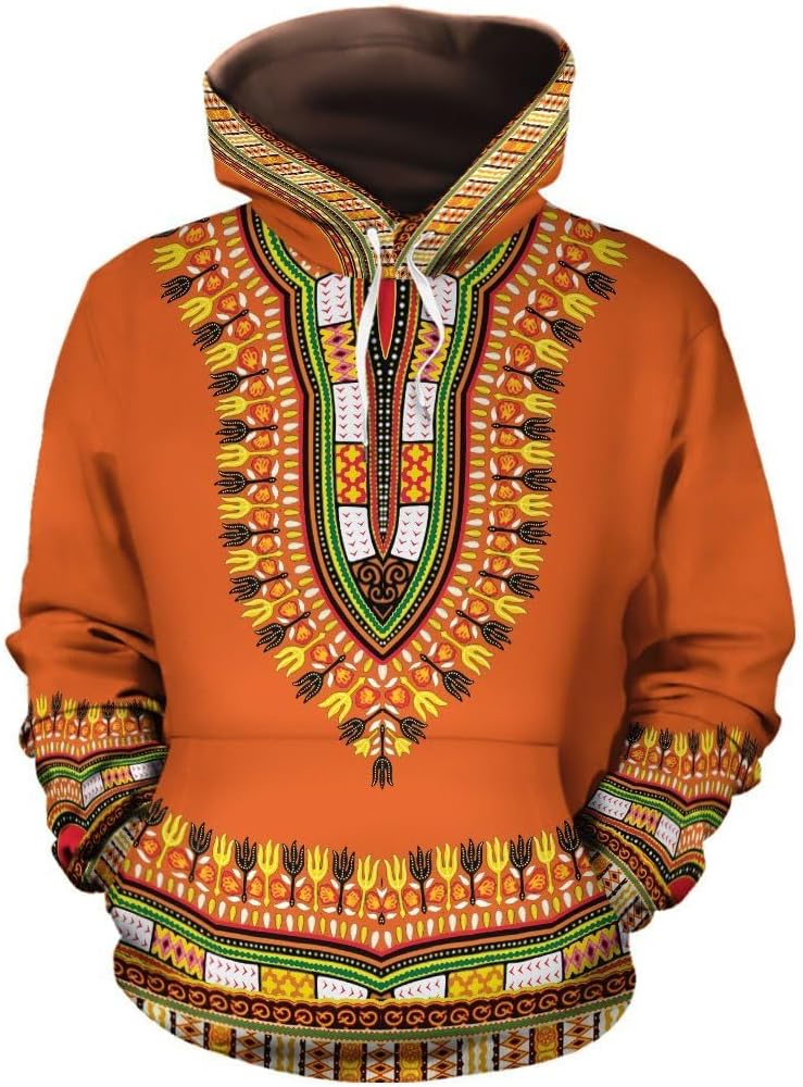 Melaninful - Printed Dashiki In Orange All-over Hoodie - African ...