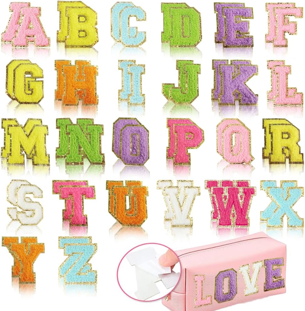 Amazon.com: 52 Pcs Chenille Letter Patches, 2 Inch A-Z Self Adhesive ...