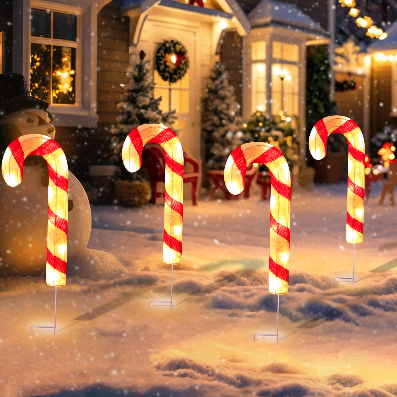 Amazon.com: Risenor Lighted Christmas Candy Canes, 4 Pack Battery ...