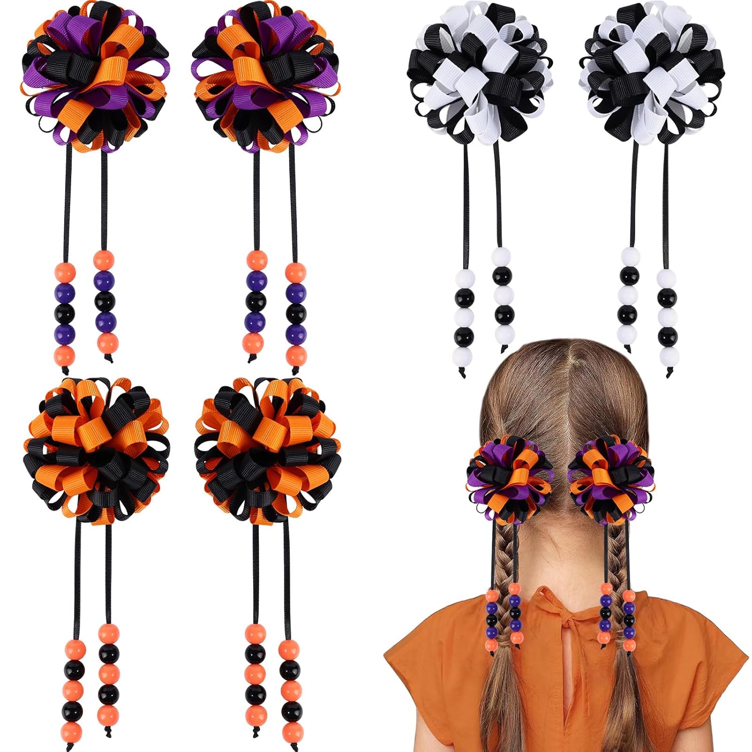 Amazon.com : OAOLEER 6PCS Halloween Hair Bows for Girls, Flower Girls ...