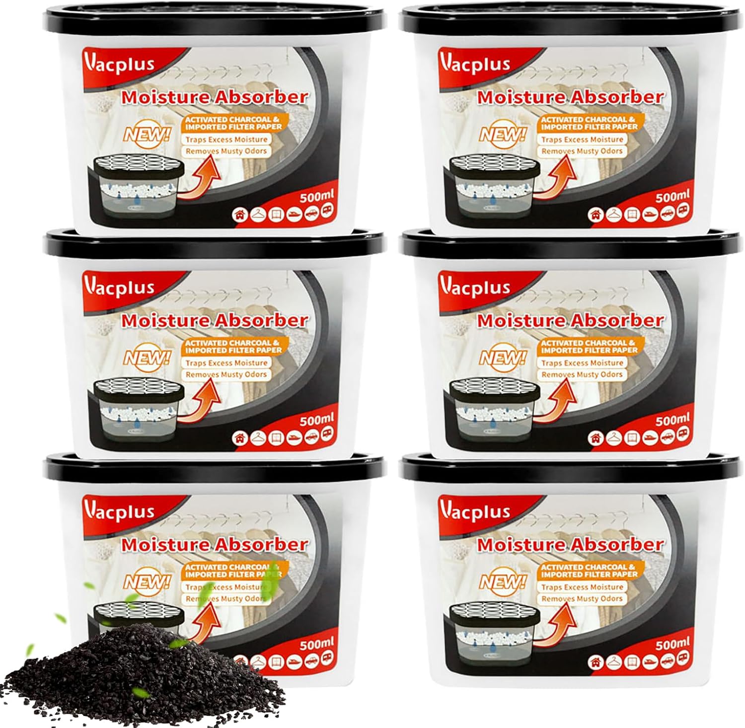 Amazon.com: Vacplus Moisture Absorbers 6 Pack, 10.5 Oz Portable ...
