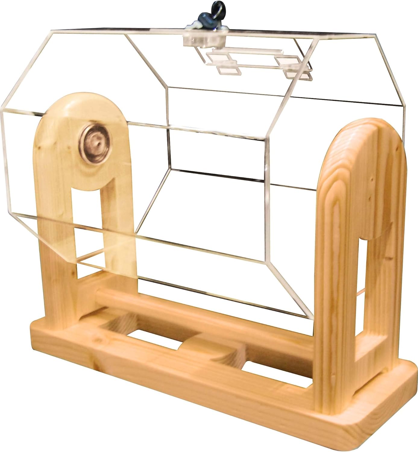 Raffle box, revolving table top raffle box with wooden base. Box size ...