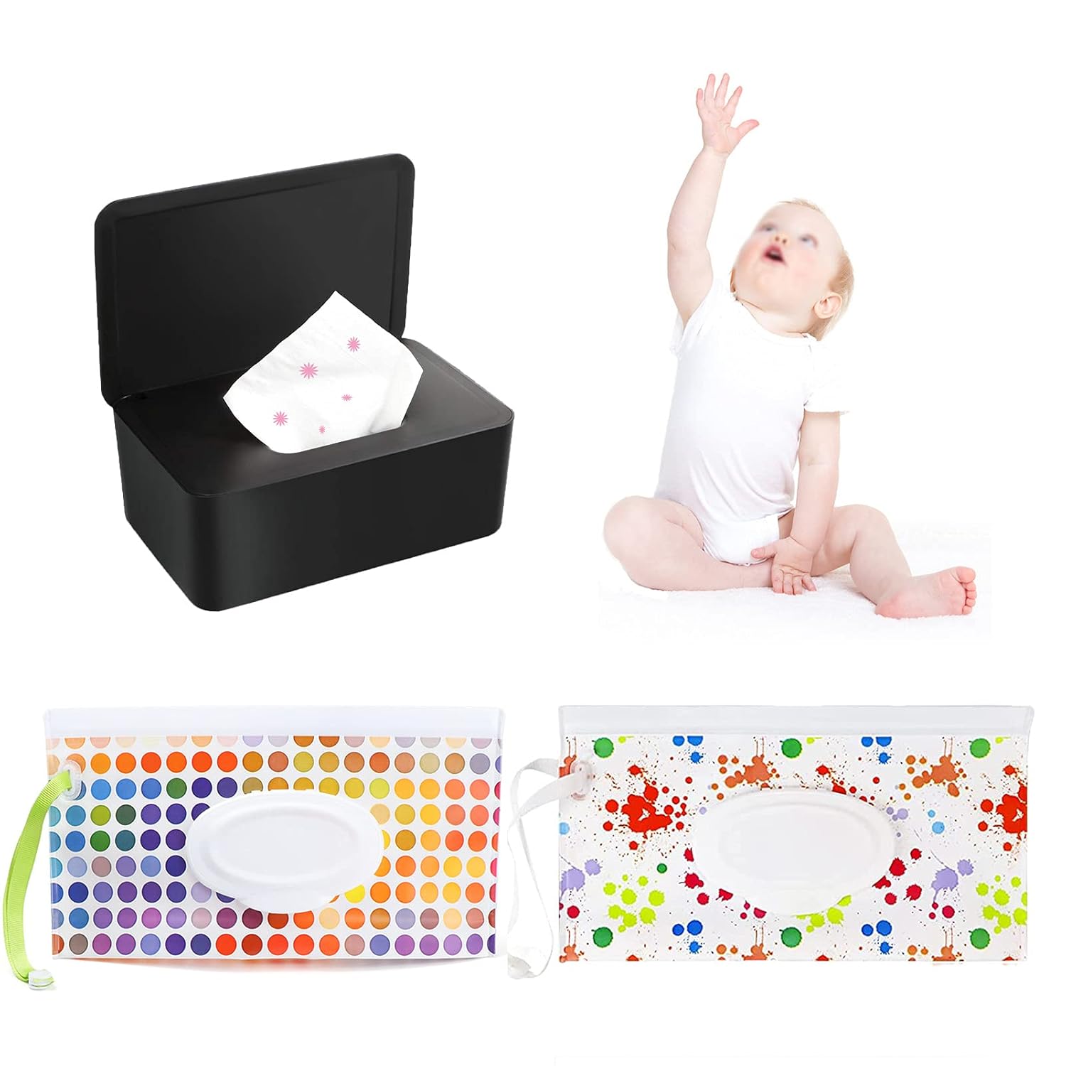 Amazon.com: Baby Wipes Dispenser Set, Reusable Baby Wipe Holder Box ...