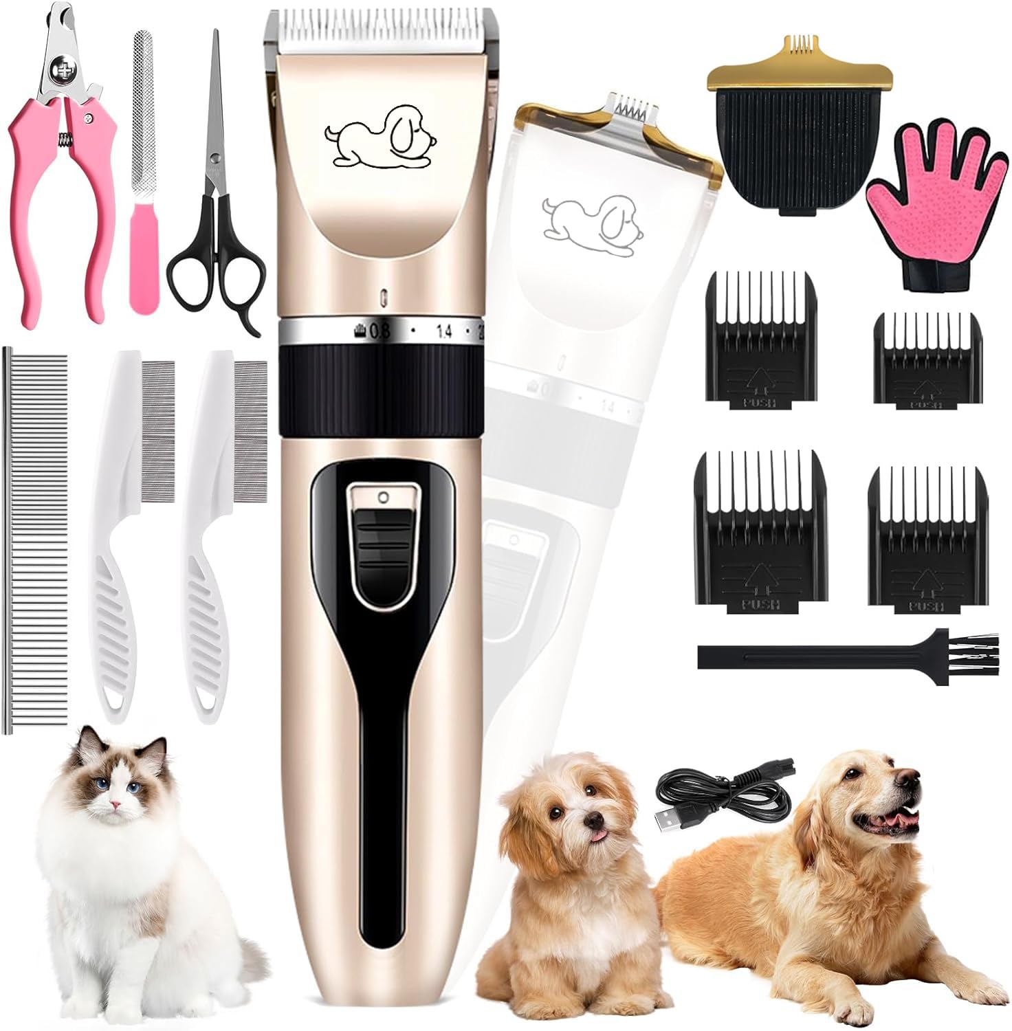 Eléctrico Clipper para Perros y Gatos, Cortapelos Perros Gatos, Bajo ...