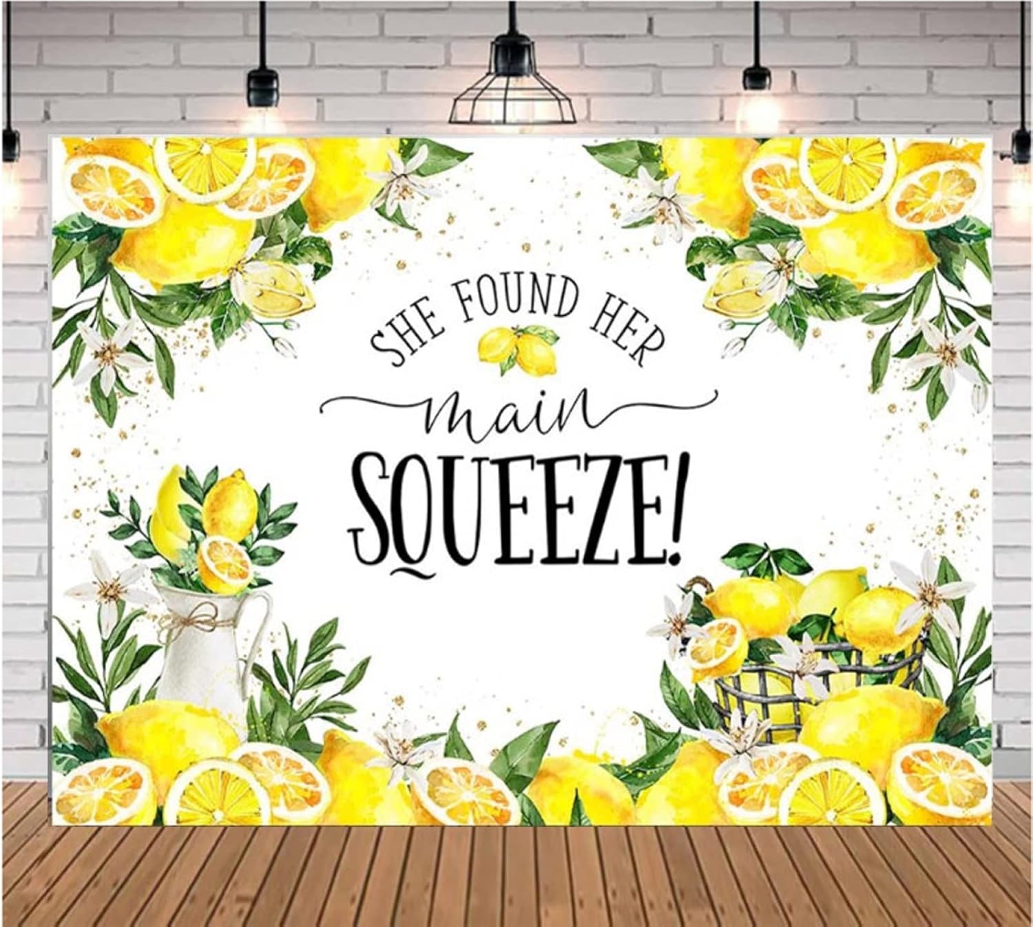 Amazon.com : Bridal Shower Lemon Backdrop She Found Her Main Squeeze ...