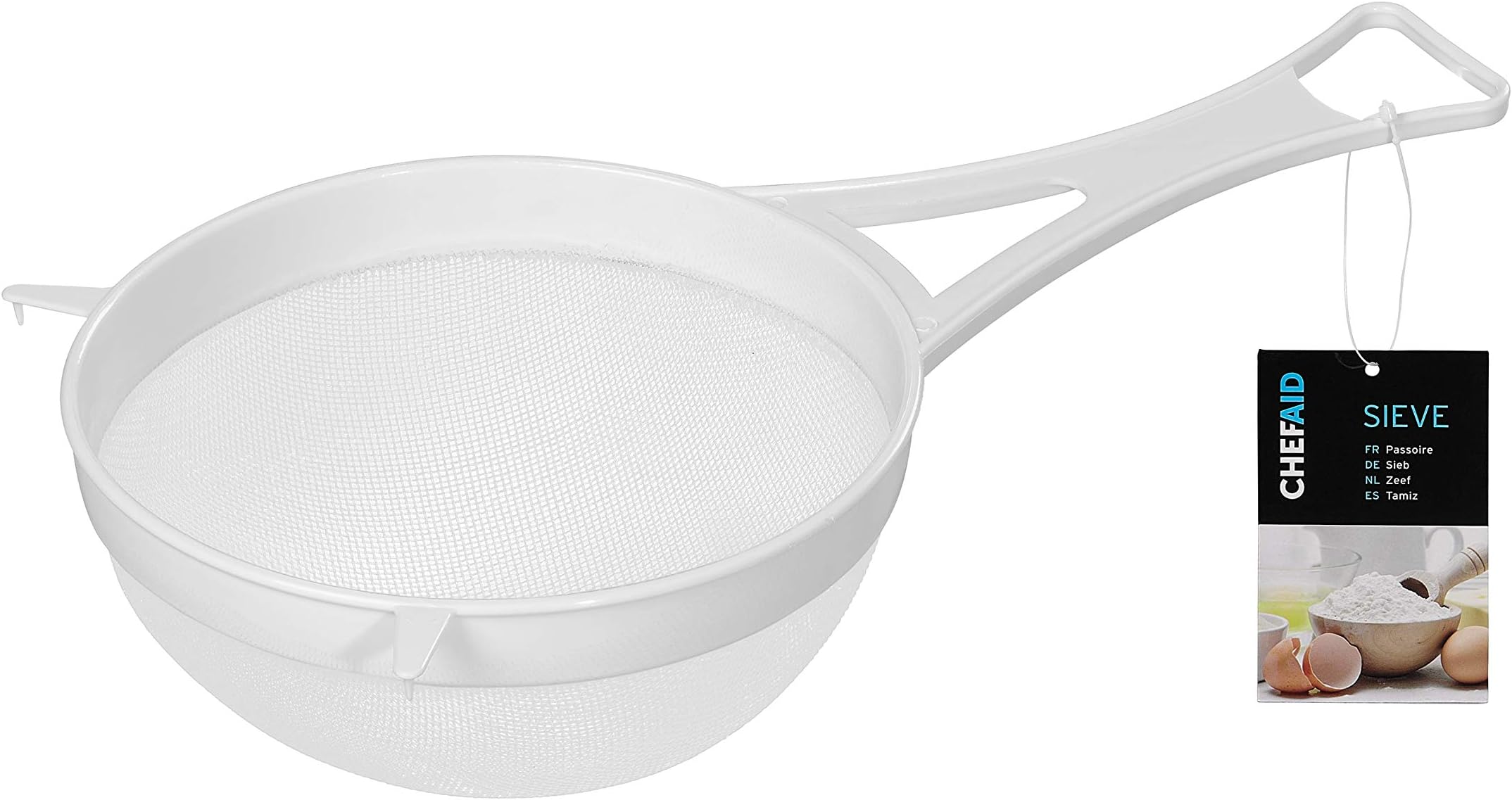 Chef Aid 18cm Wide Nylon Mesh Plastic Strainer in White - Ideal for ...