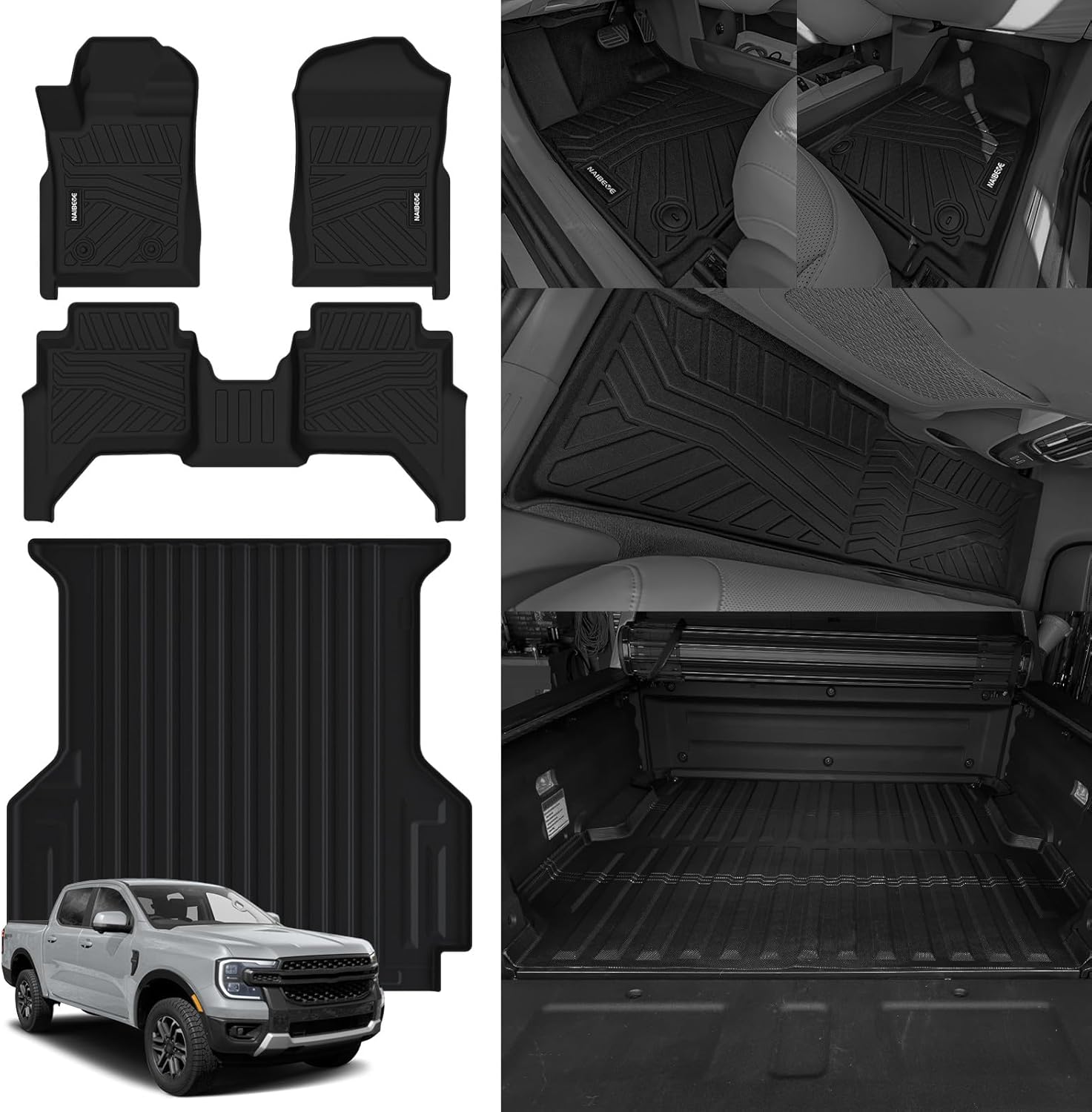 Amazon.com: Naibeve Floor Mats and Truck Bed Mat for 2024 2025 Ford ...