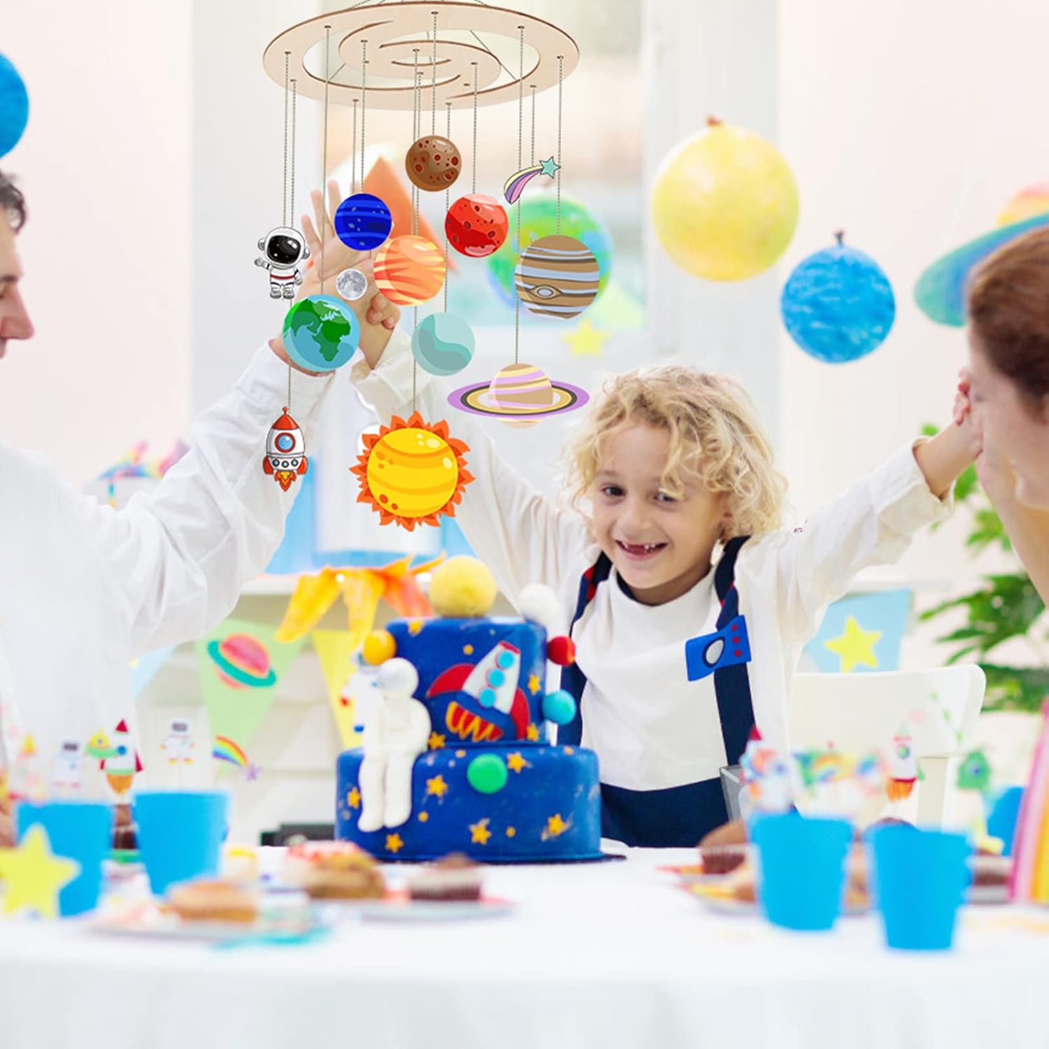 LOOPES Wooden Solar System Kit for Kids 3D Wooden Mobile Kit Hanging ...