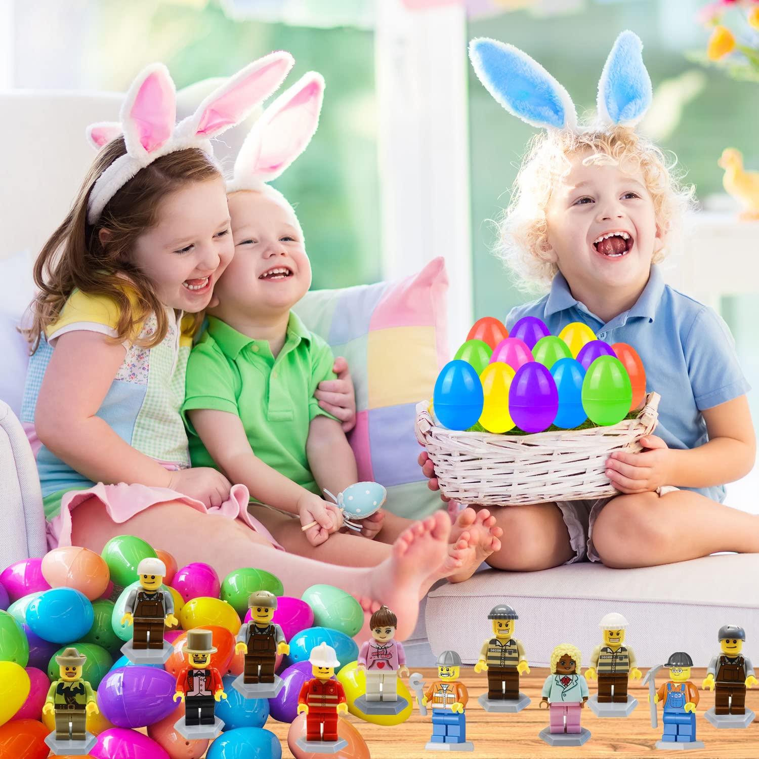 50 Pcs Prefilled Easter Eggs with Miniature Novelty Toys, Mini Male and ...