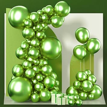 Amazon.com: PartyWoo Metallic Green Balloons 85pcs Different Sizes of ...