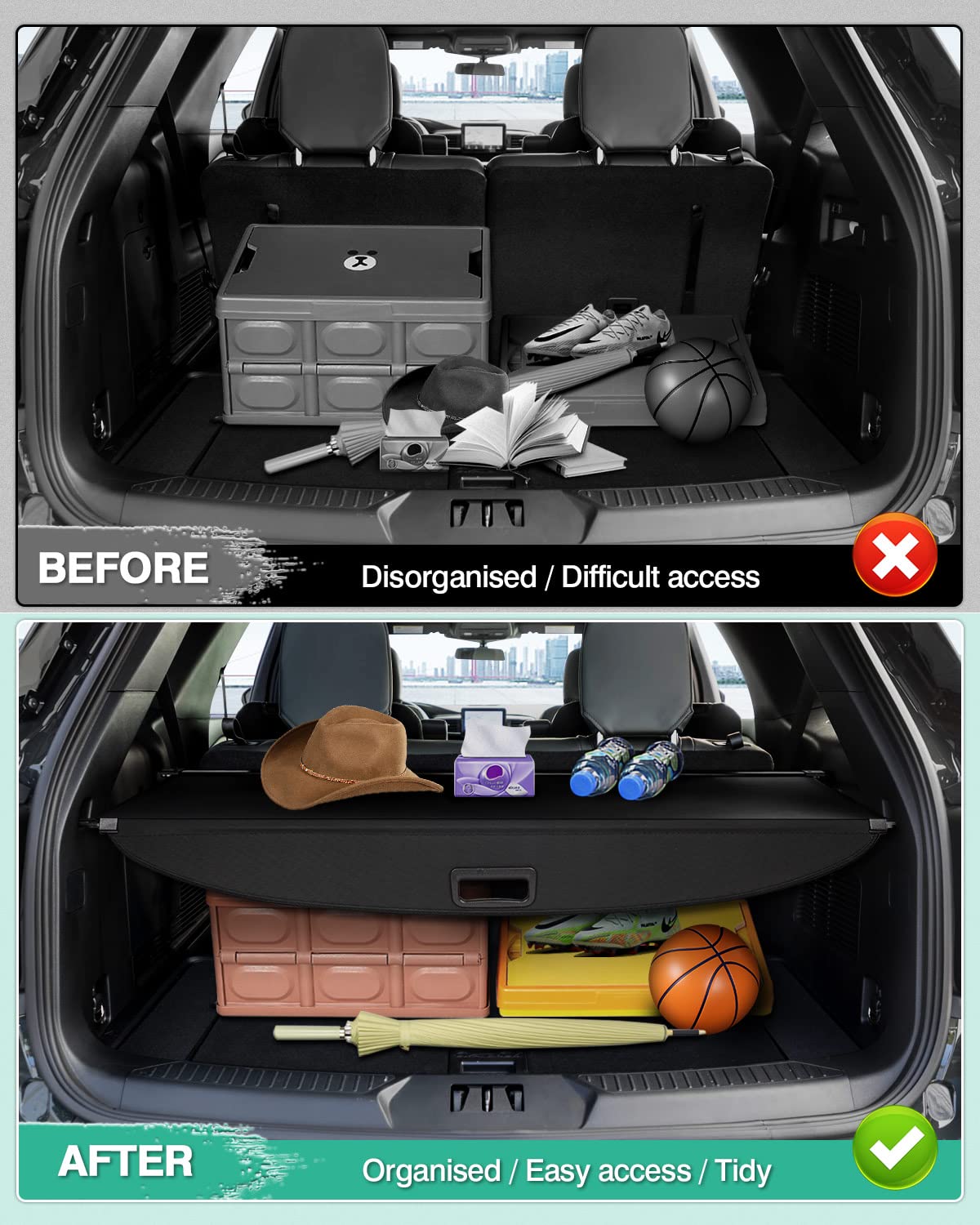 Powerty Cargo Cover Compatible with Ford Explorer 2020-2023 Trunk Cover ...