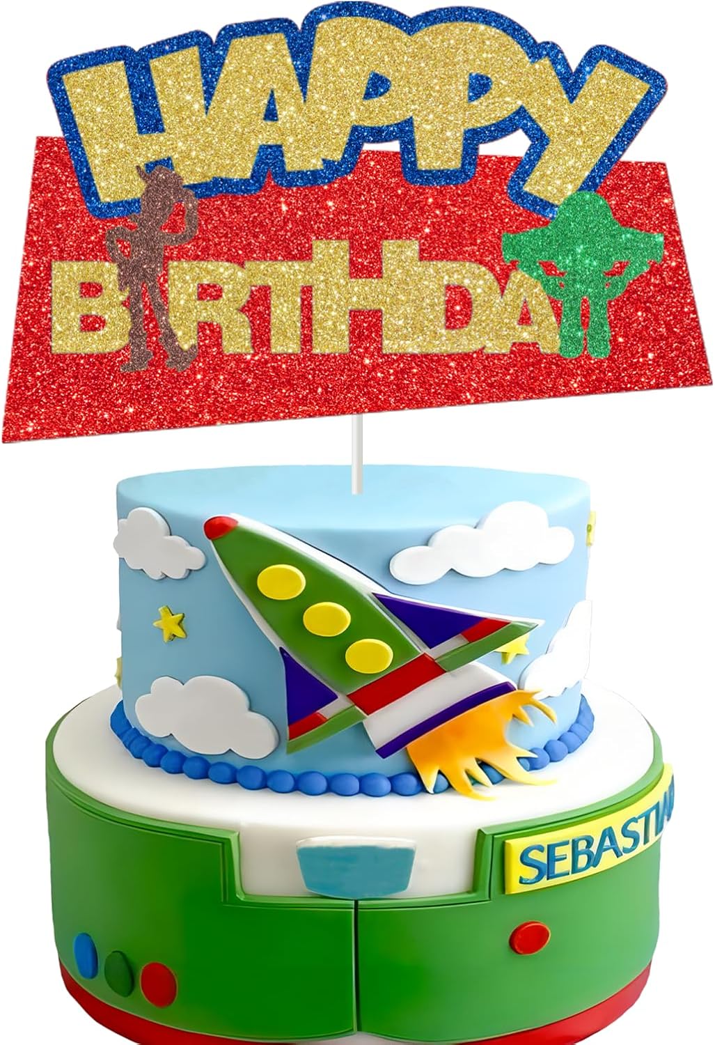Amazon.com: ShuanQ Happy Birthday Cake Topper - Outer Space Theme ...