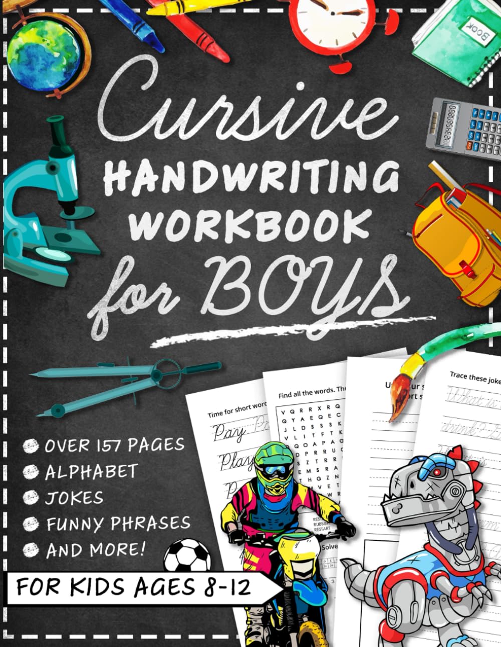 Cursive Handwriting Workbook for Kids Ages 8-12 with Jokes & Riddles ...