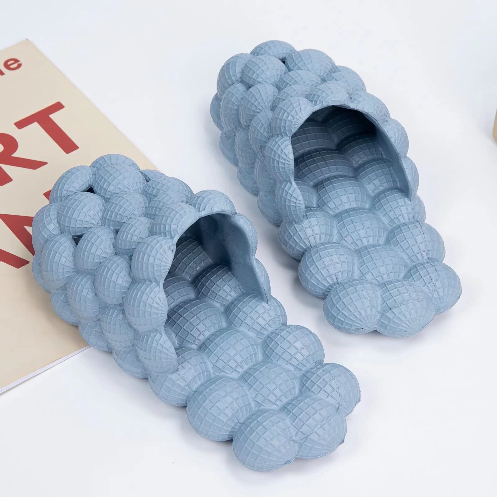 (Size 39/40)Massage Slippers Bubble Slides for Women Men, Eohsnem Soft ...